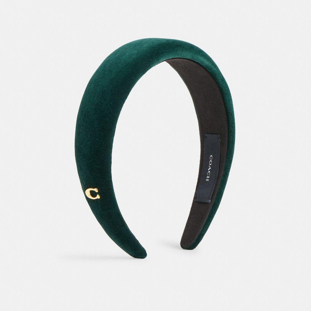 COACH Velvet Headband in Green | Lyst