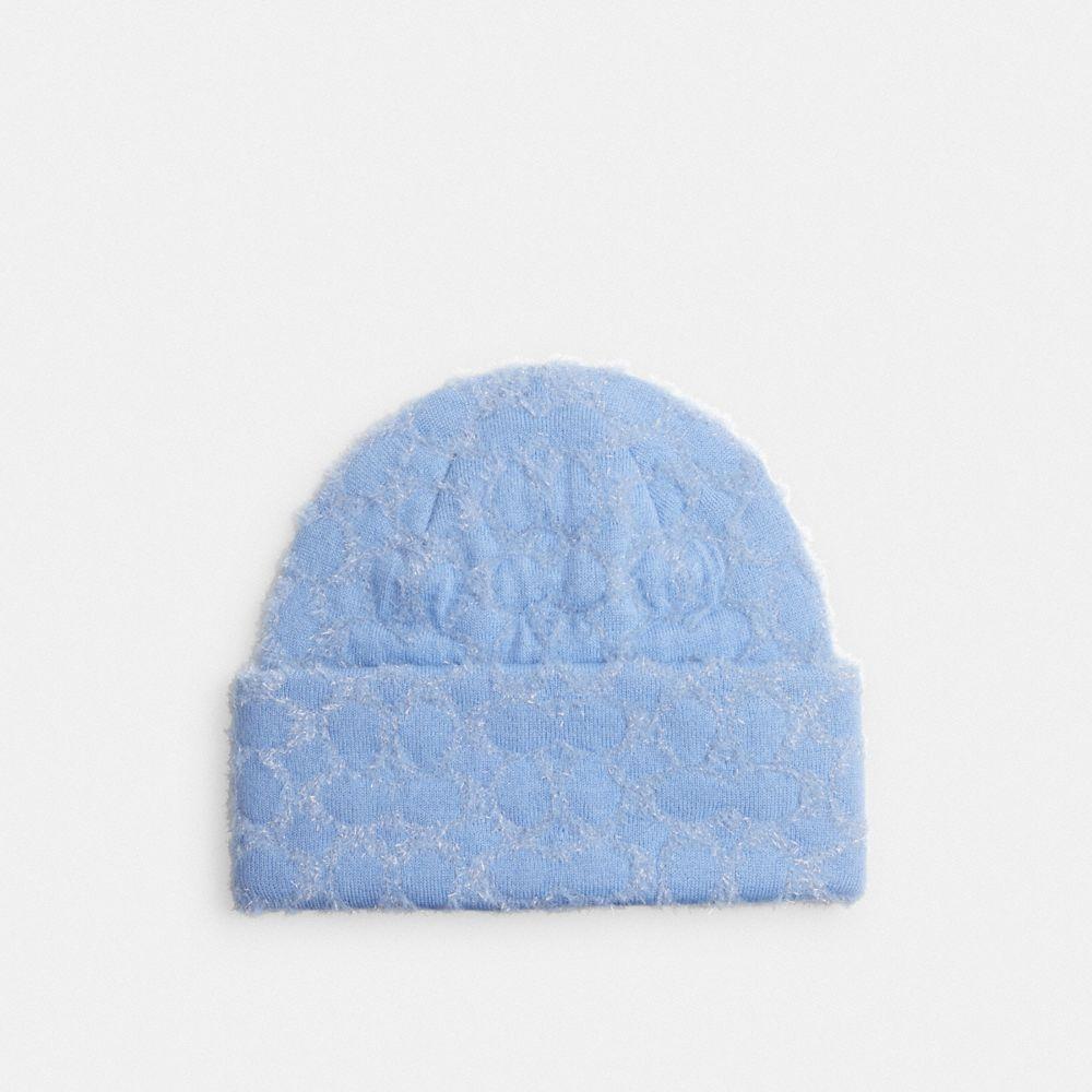 COACH Signature Metallic Beanie in Blue | Lyst