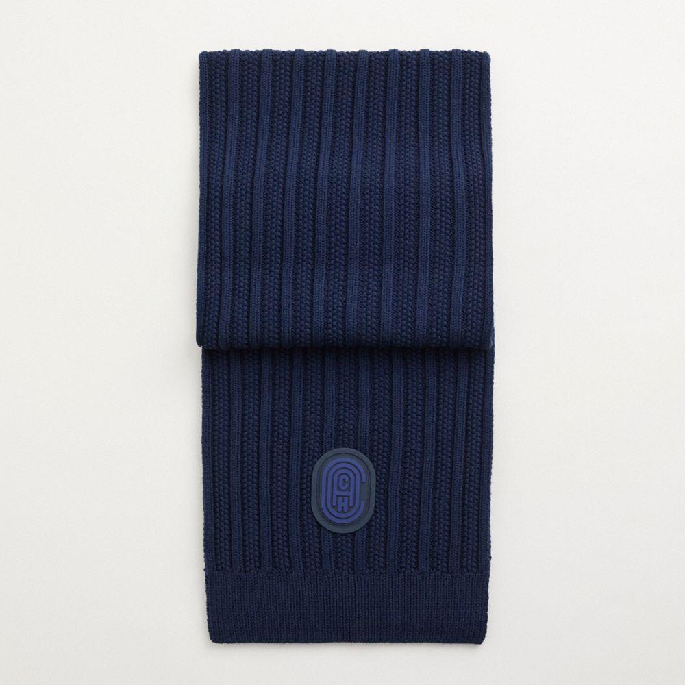 COACH Restored Double Signature Retro Patch Knit Scarf in Blue | Lyst
