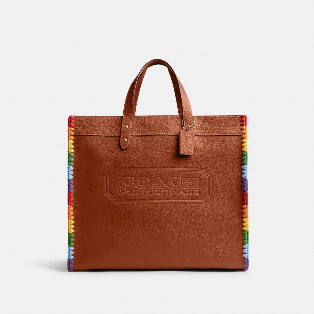COACH Field Tote 40 With Rainbow Crochet in Brown for Men | Lyst