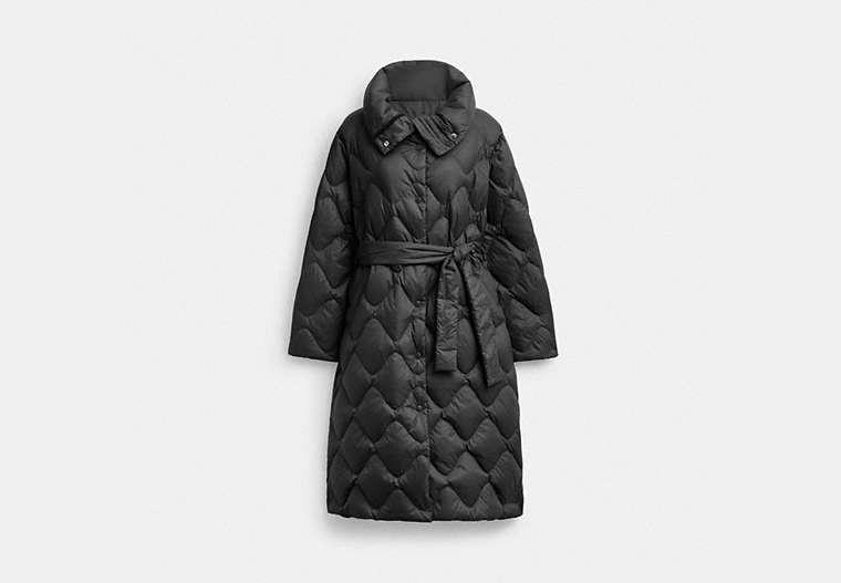 COACH Quilted Long Puffer Jacket in Black | Lyst