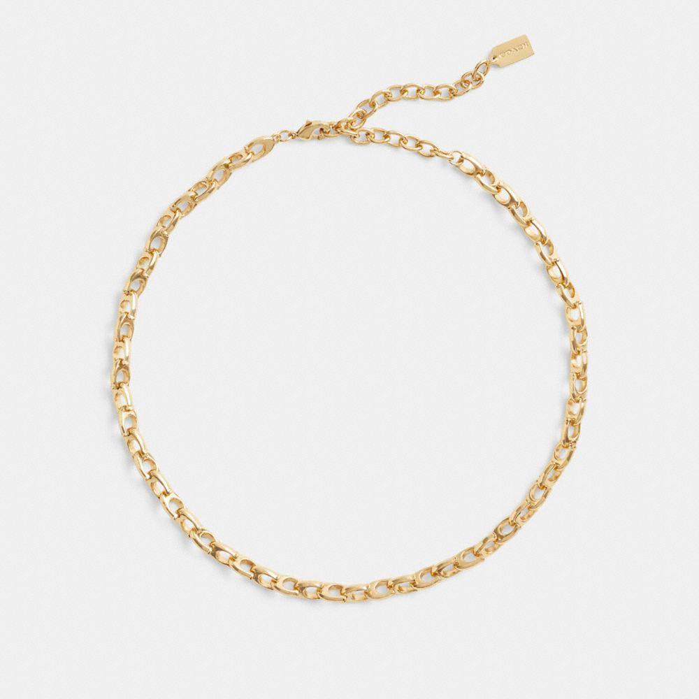 COACH Signature Chain Link Choker Necklace in Metallic | Lyst