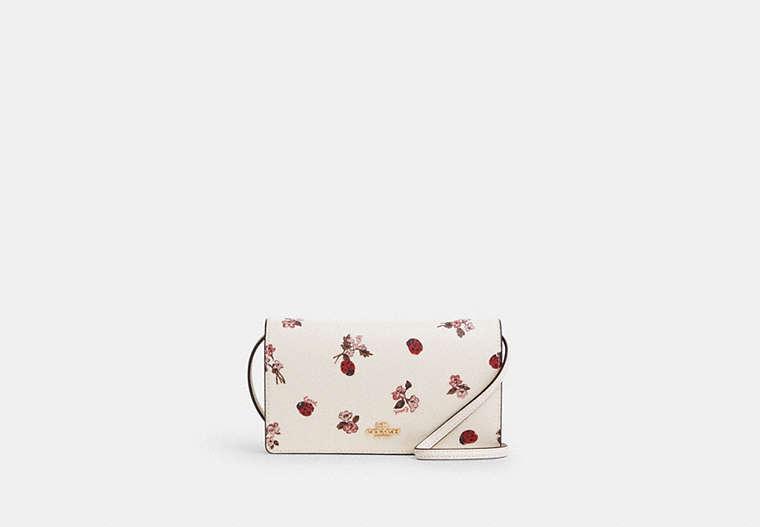 COACH Anna Foldover Clutch Crossbody With Ladybug Floral Print in Black ...