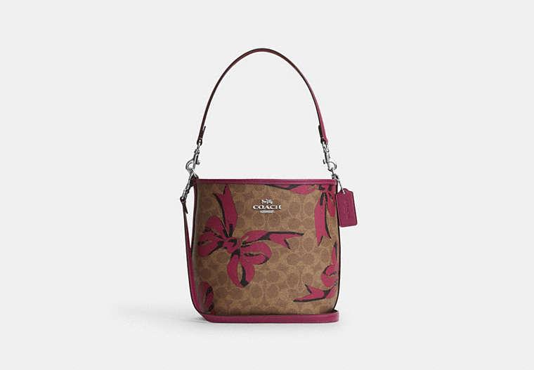 COACH City Bucket Bag In Signature Canvas With Bow Print in Black | Lyst