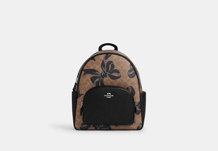COACH Court Backpack In Signature Canvas With Bow Print in Black | Lyst
