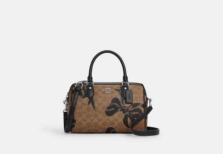 COACH Rowan Satchel Bag In Signature Canvas With Bow Print in Black | Lyst