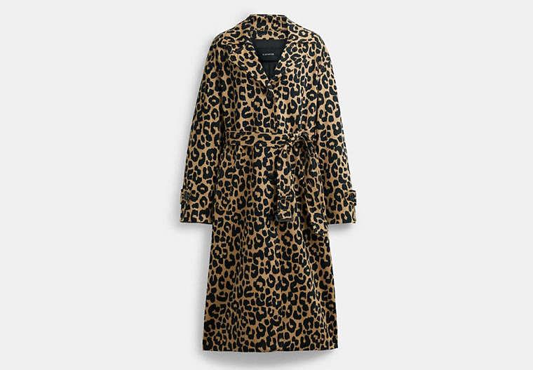 COACH Leopard Oversized Trench Coat in Black | Lyst