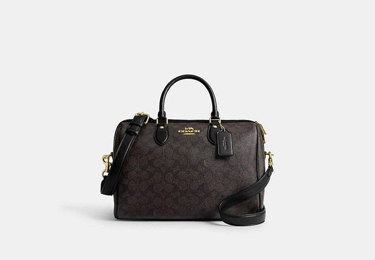 COACH Rowan Large Satchel Bag In Signature Canvas in Black | Lyst