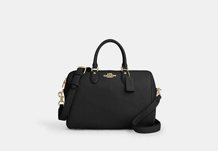 COACH Pebbled Leather Satchel Handbag in Black | Lyst