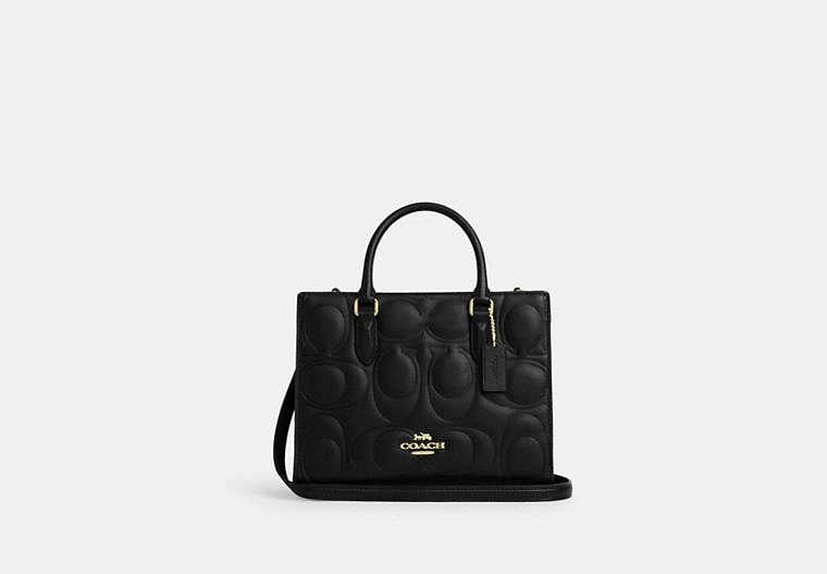 COACH Maggie Small Tote Bag In Signature Leather in Black | Lyst