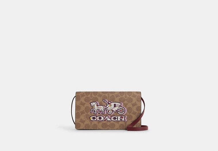 COACH Anna Foldover Clutch Crossbody Bag In Signature Canvas With Horse ...