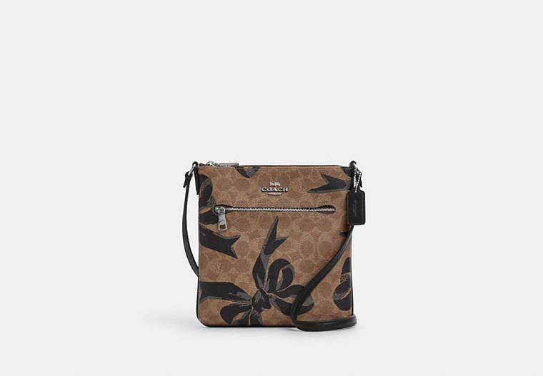 COACH Mini Rowan File Bag In Signature Canvas With Bow Print in Black ...