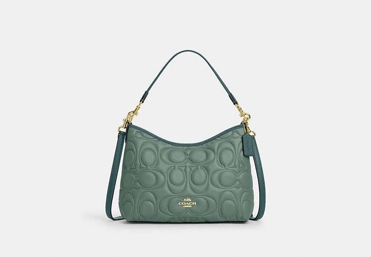 COACH Laurel Shoulder Bag In Blocked Signature Leather in Green | Lyst