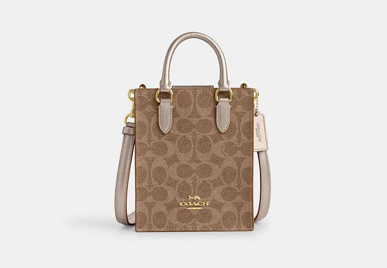 COACH Boxed Mini Tote Bag And Mirror Bag Charm Set In Signature Canvas ...