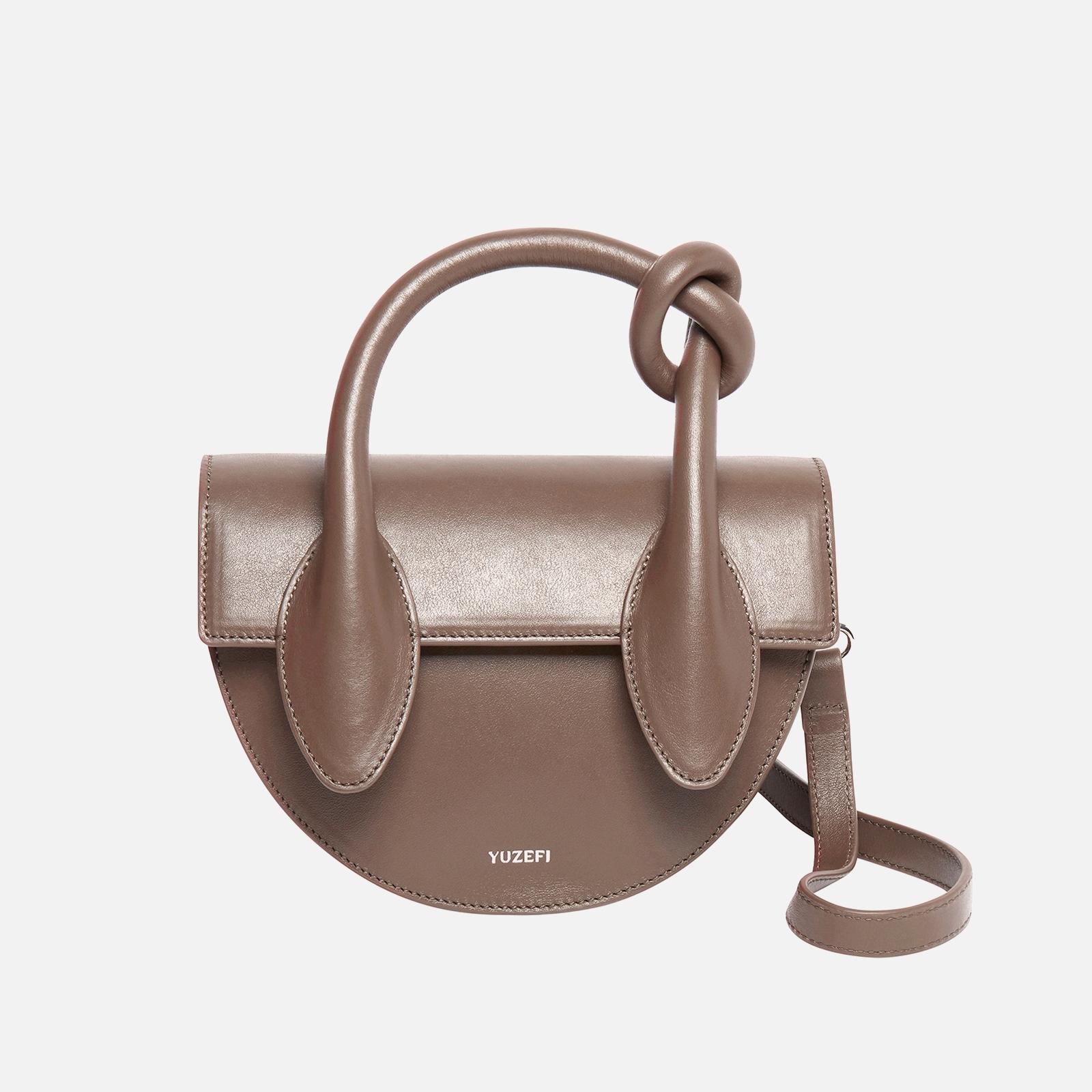 Yuzefi Pretzel Leather Crossbody Bag in Brown | Lyst