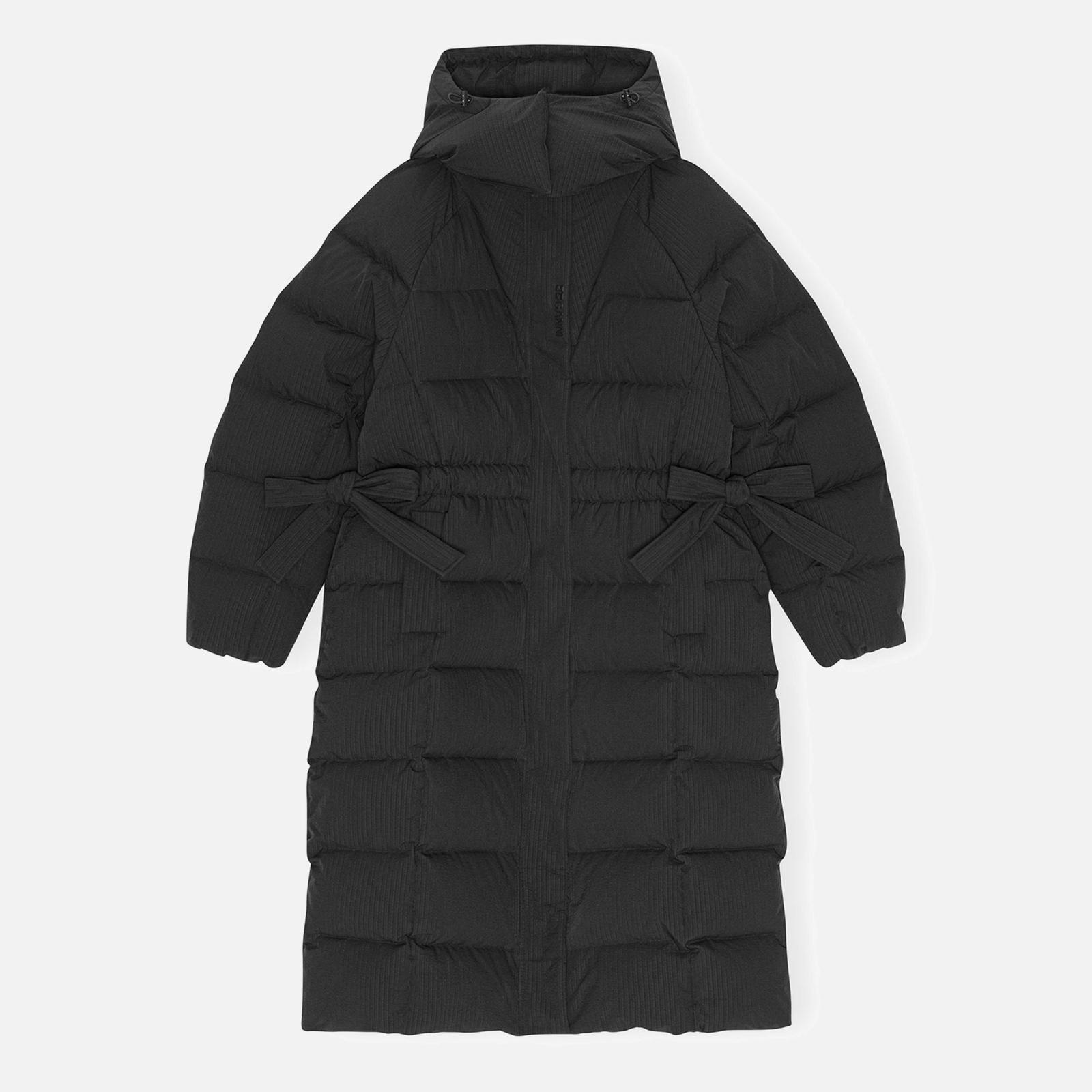 Ganni Tech Seersucker Shell Puffer Coat in Black | Lyst