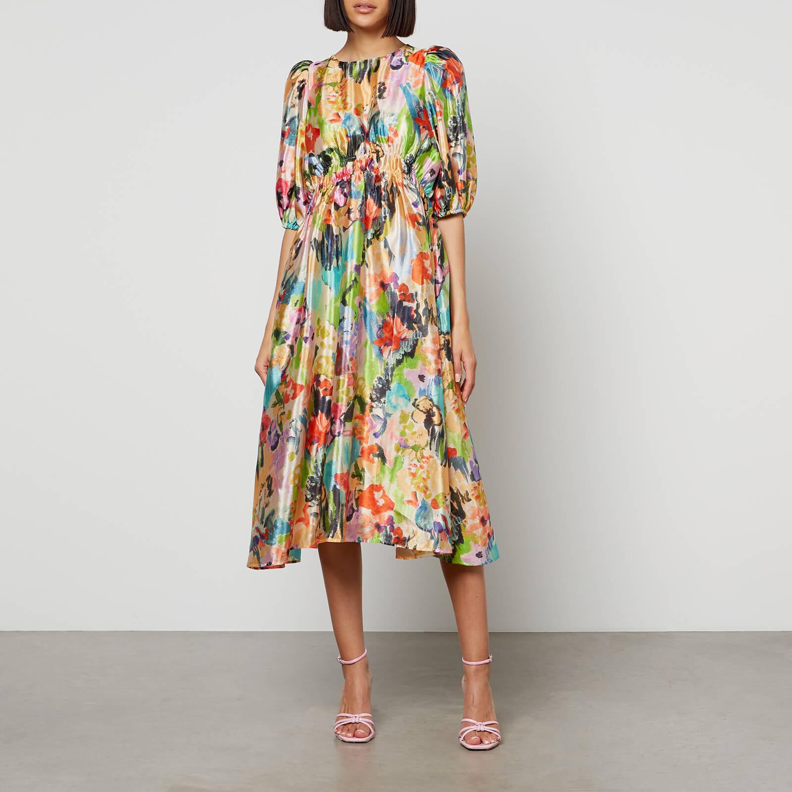 Stine Goya Elizabeth Floral Print Satin Midi Dress Lyst