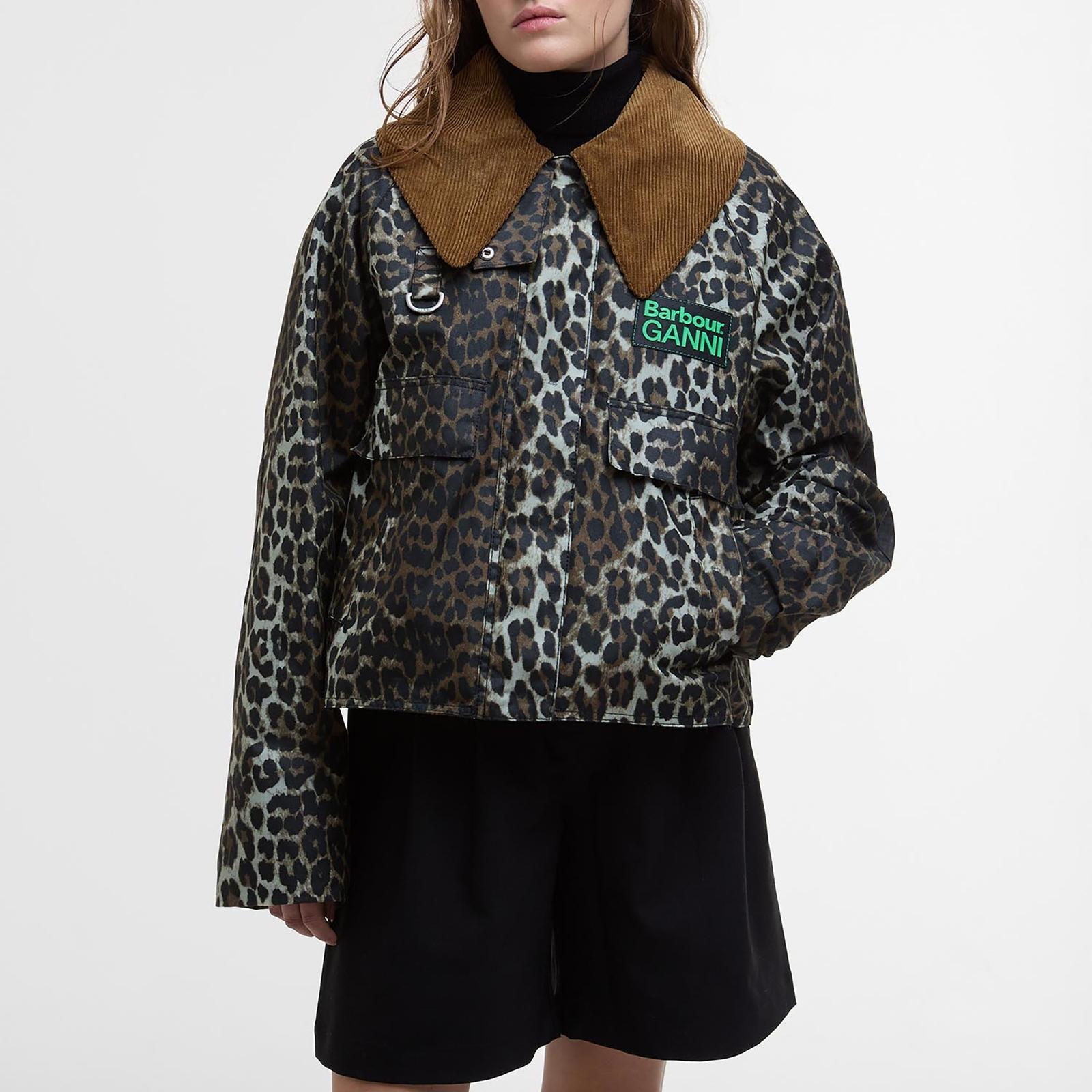 BARBOUR X GANNI Leopard-Print Waxed Cotton Anorak in Black | Lyst