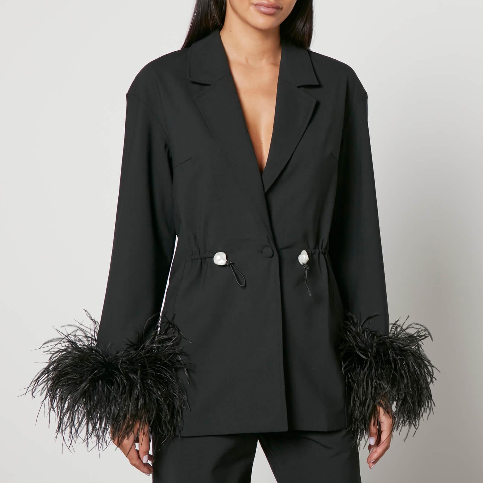 Sleeper Girl With Pearl Feather-Trimmed Crepe Blazer in Black | Lyst