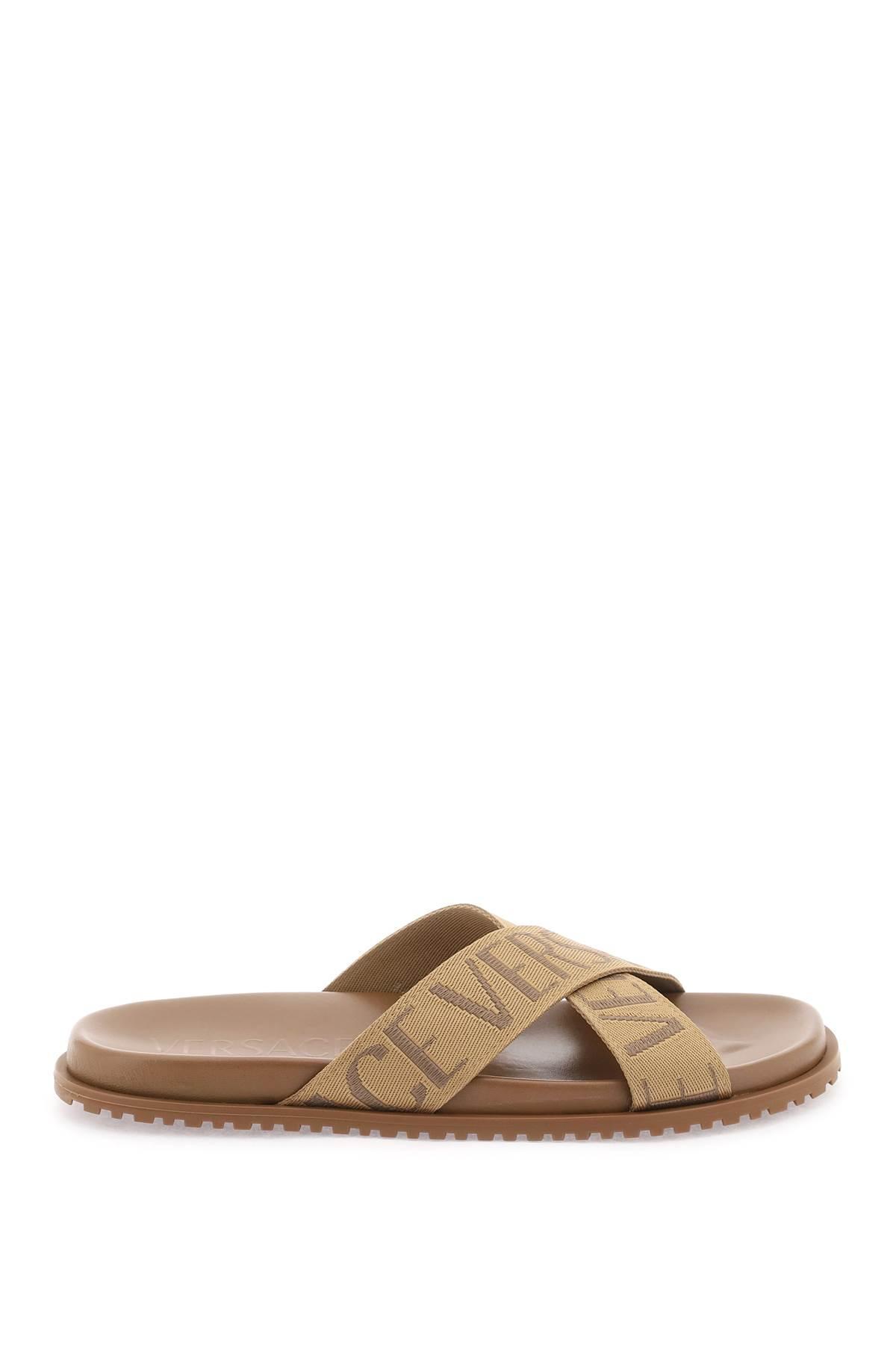 Versace Allover Sandals in Brown for Men | Lyst