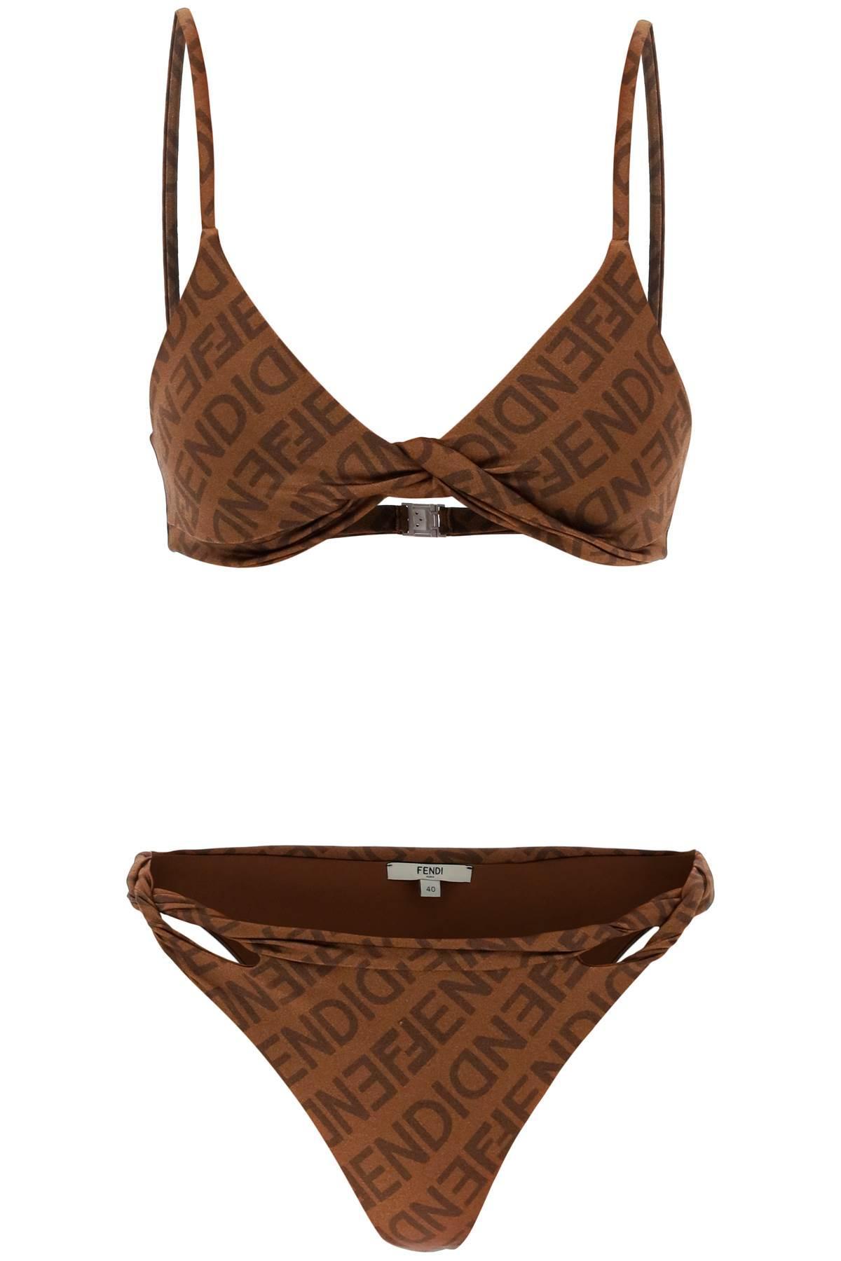 Fendi Lycra® Bikini Set in Brown | Lyst