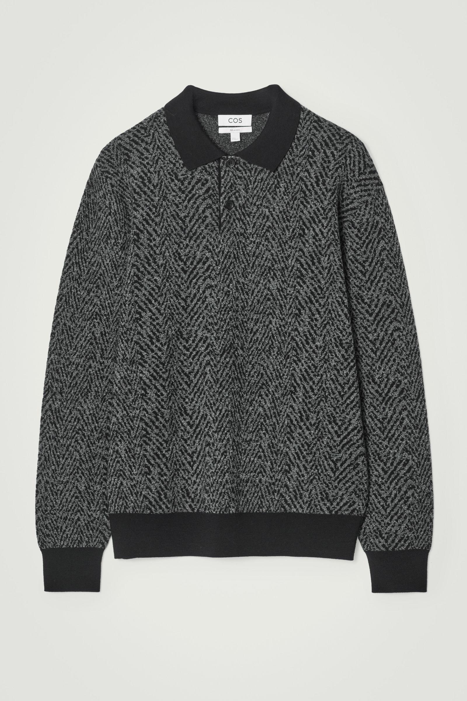 COS Herringbone Wool Polo Shirt in Grey for Men | Lyst UK