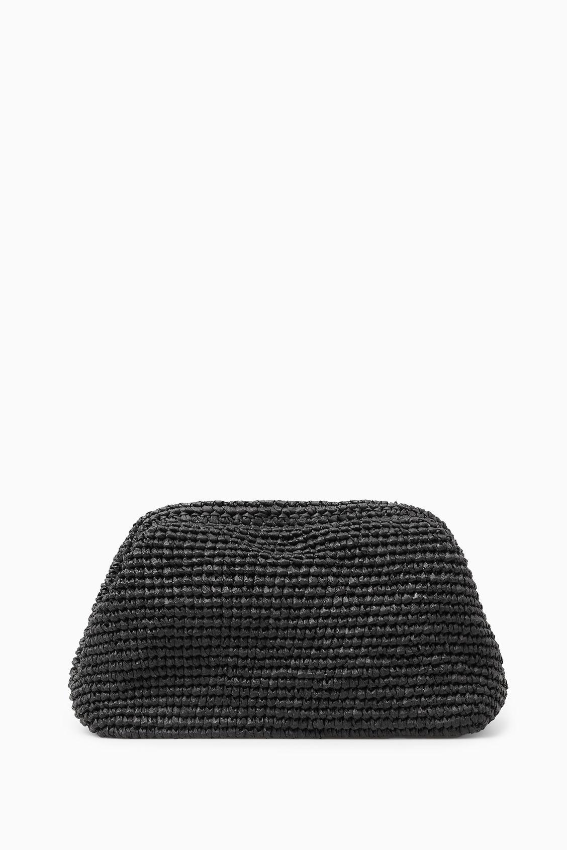 COS Framed Raffia Clutch in Black | Lyst