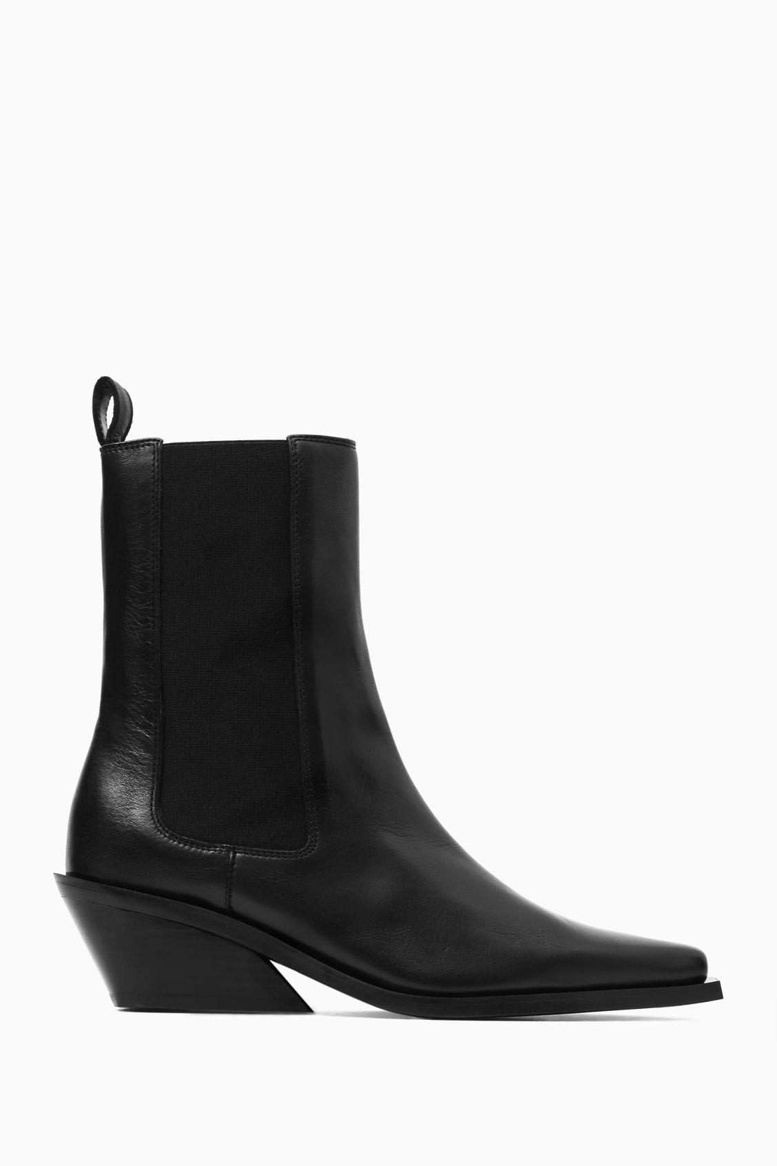 COS Leather Cowboy Chelsea Boots in Black | Lyst