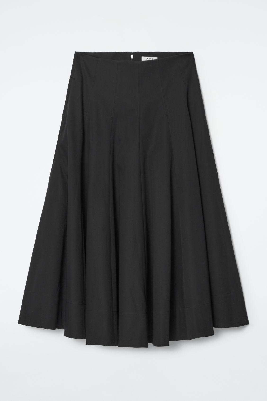 COS Voluminous A-line Cotton Midi Skirt in Black | Lyst
