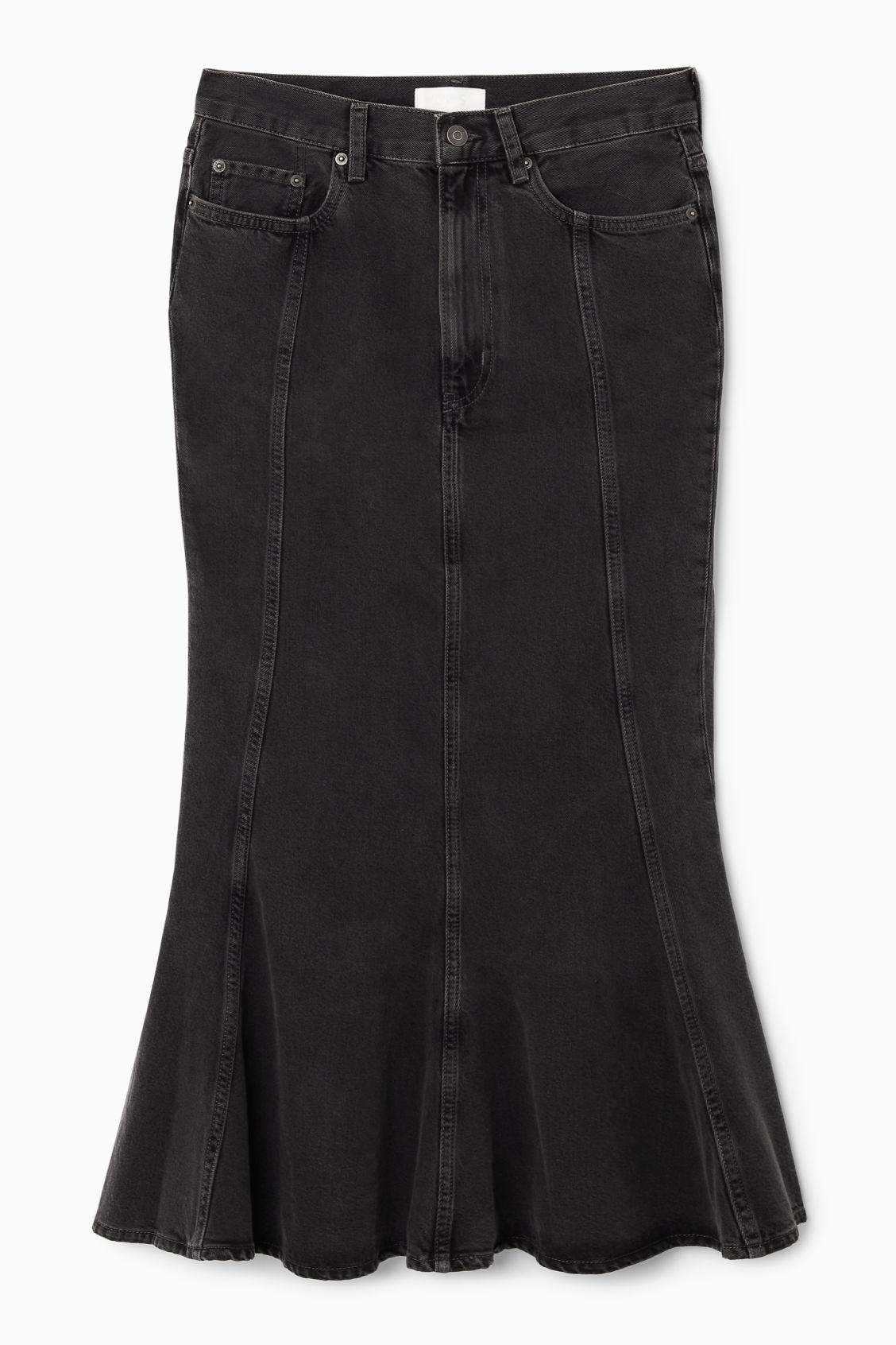 COS Panelled Flared Denim Skirt in Black | Lyst
