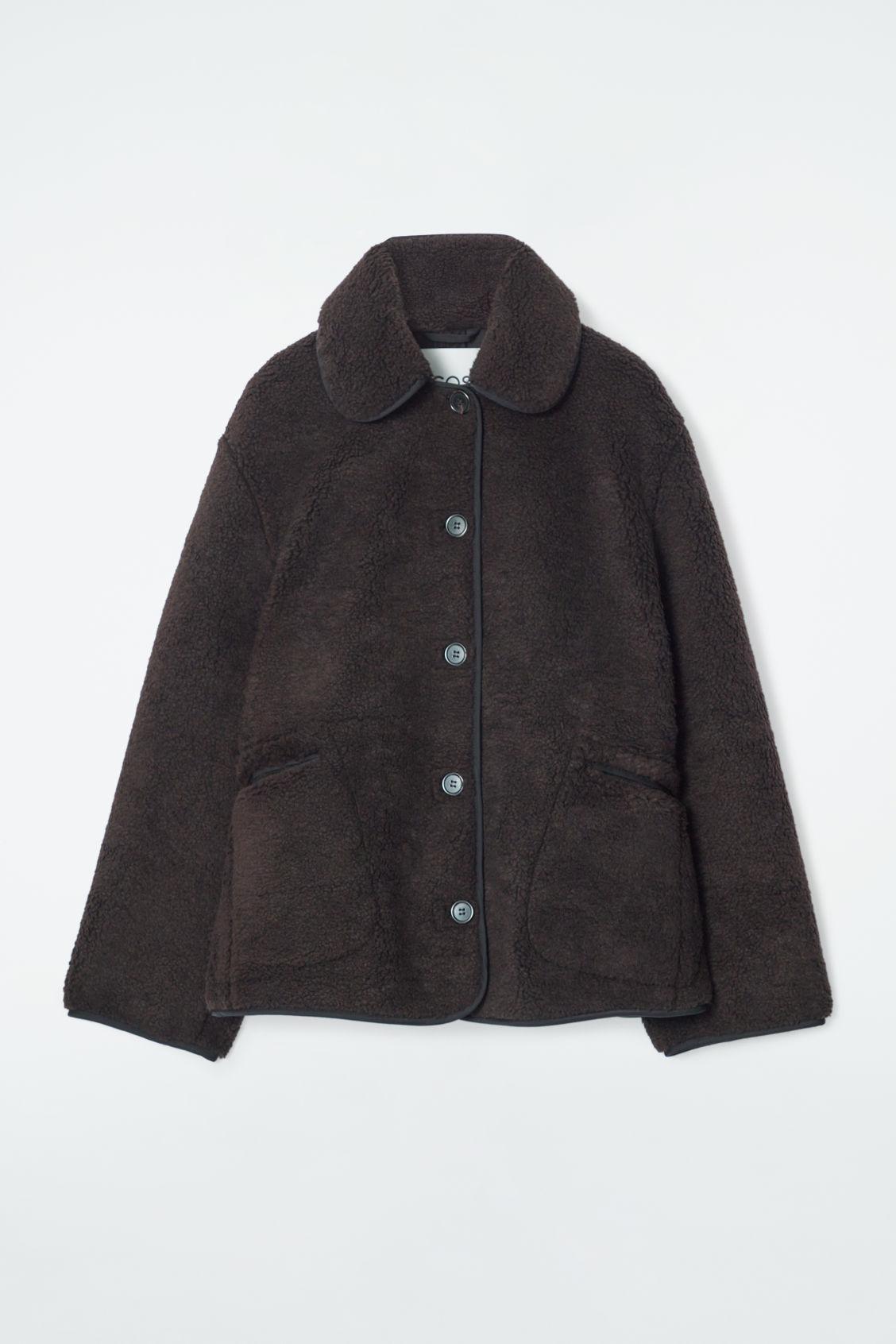 COS Collared Faux Shearling Jacket in Black | Lyst