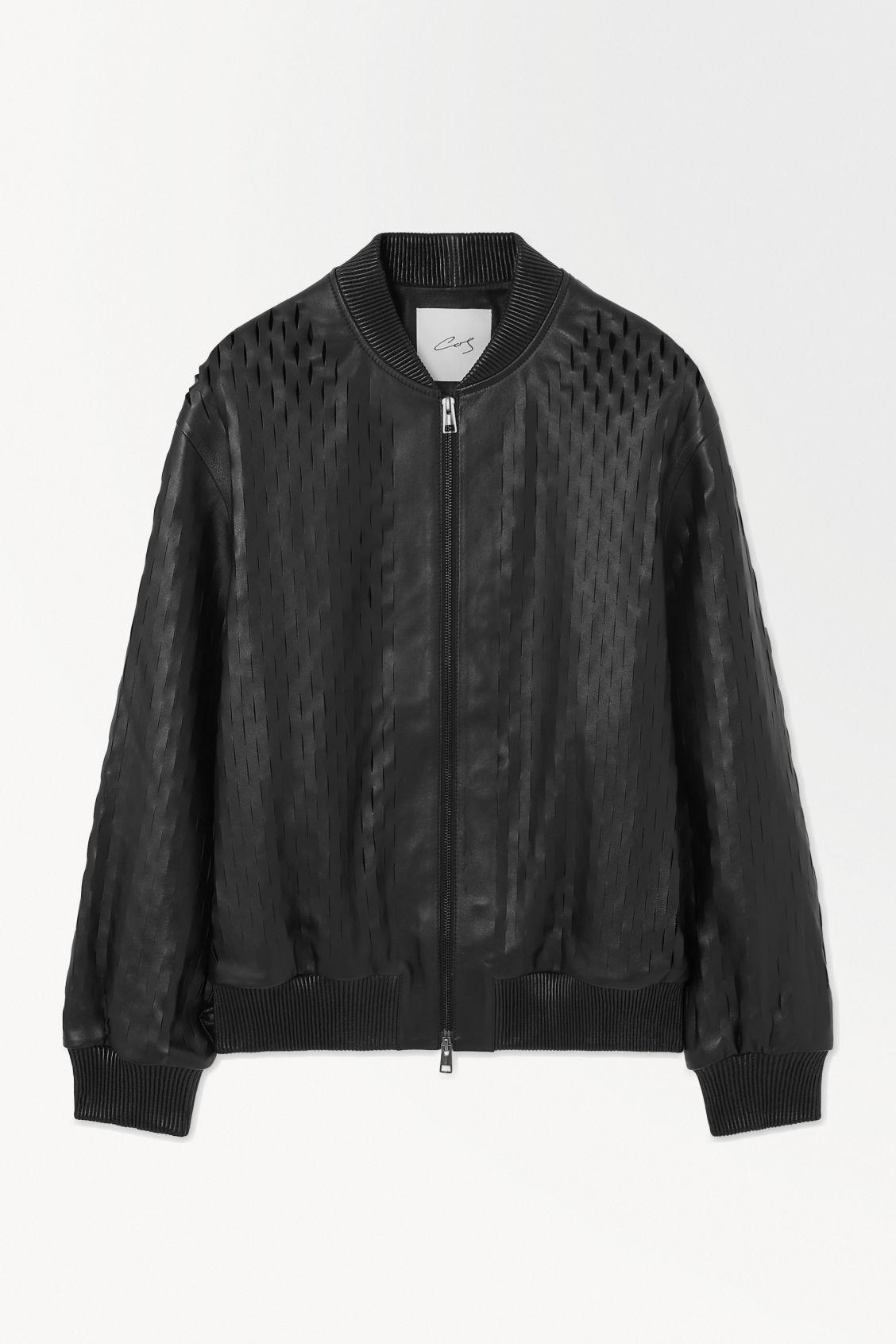 COS The Perforated Leather Bomber Jacket in Black for Men | Lyst