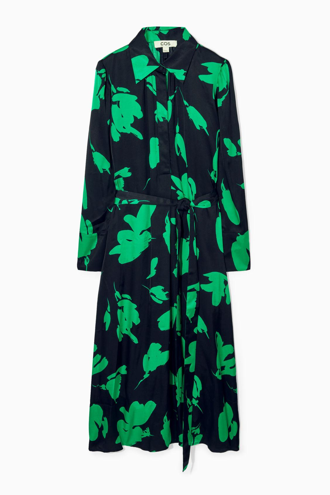 COS Belted Printed Midi Dress in Green | Lyst