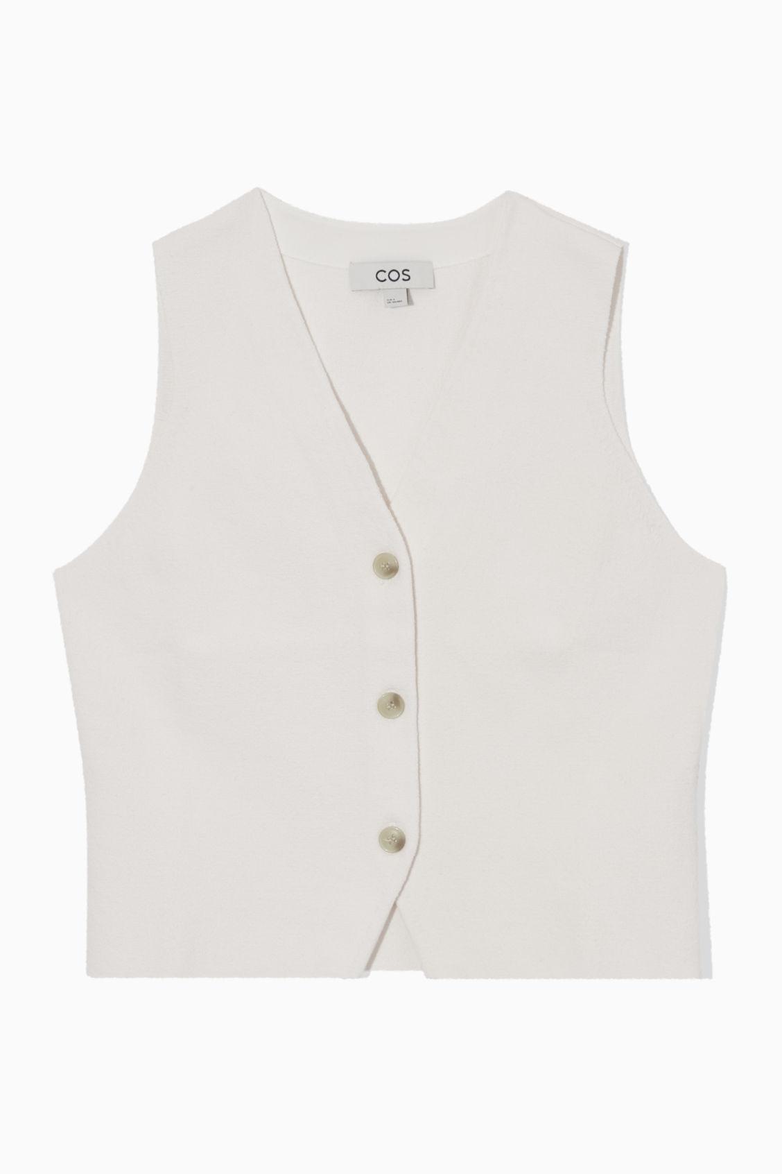 COS Knitted Waistcoat in White | Lyst