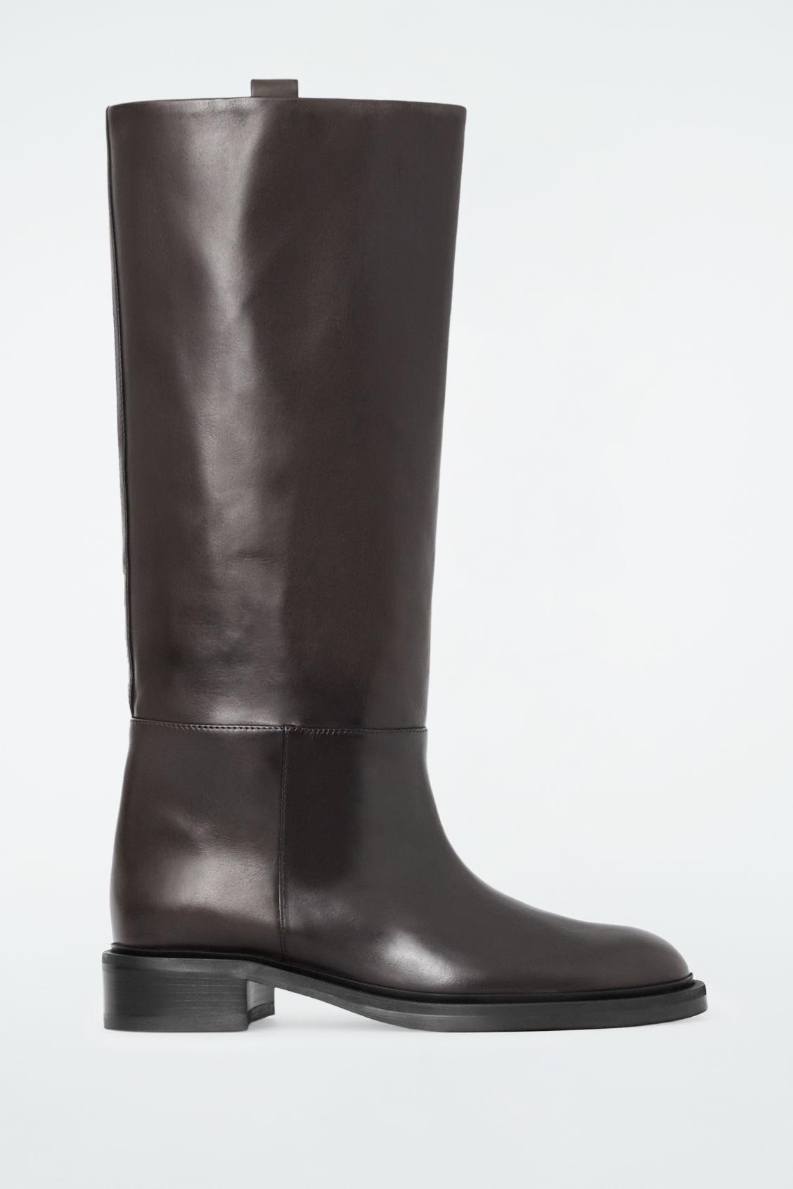 COS Leather Riding Boots in Brown | Lyst