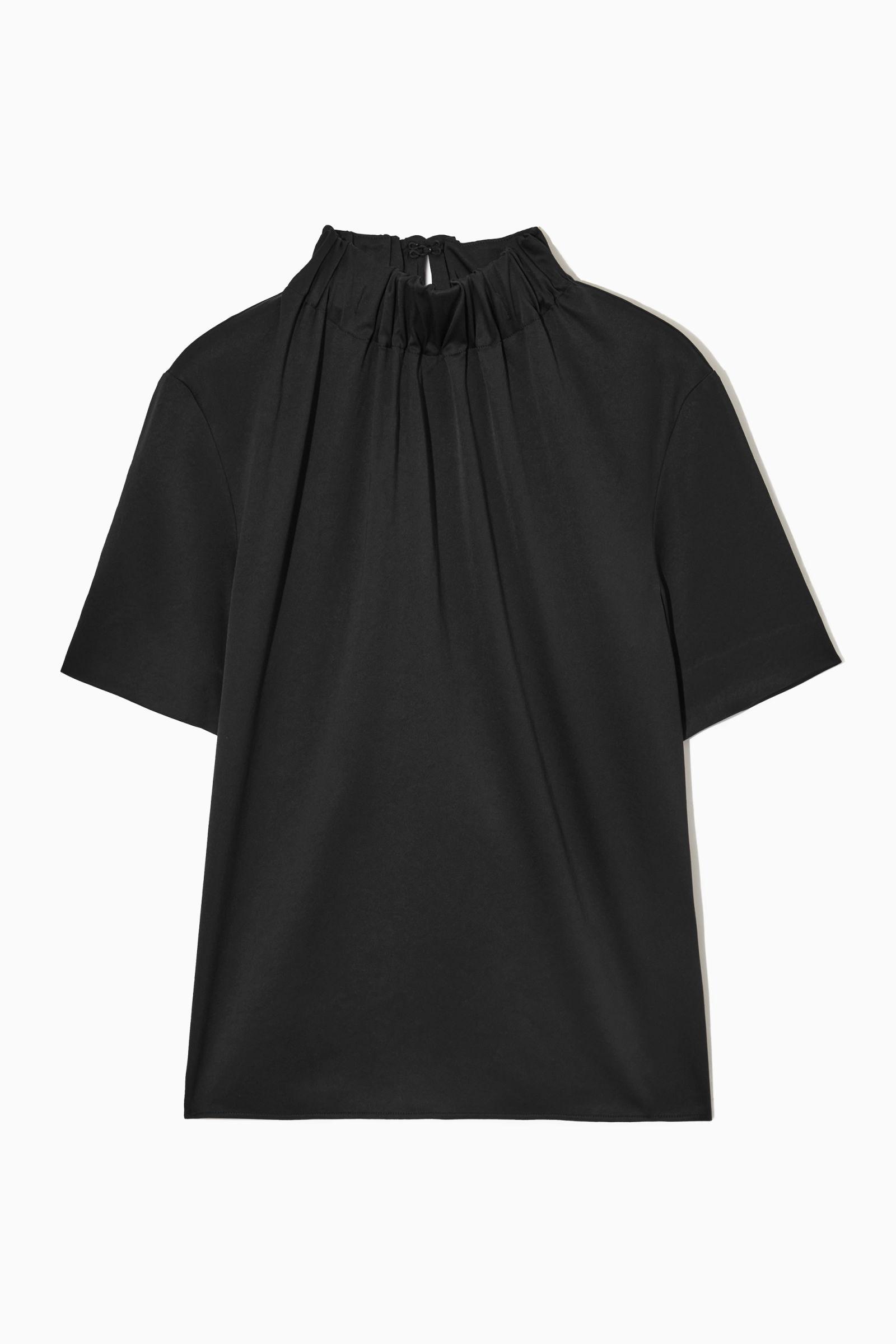 COS High-neck Satin Top in Black | Lyst UK