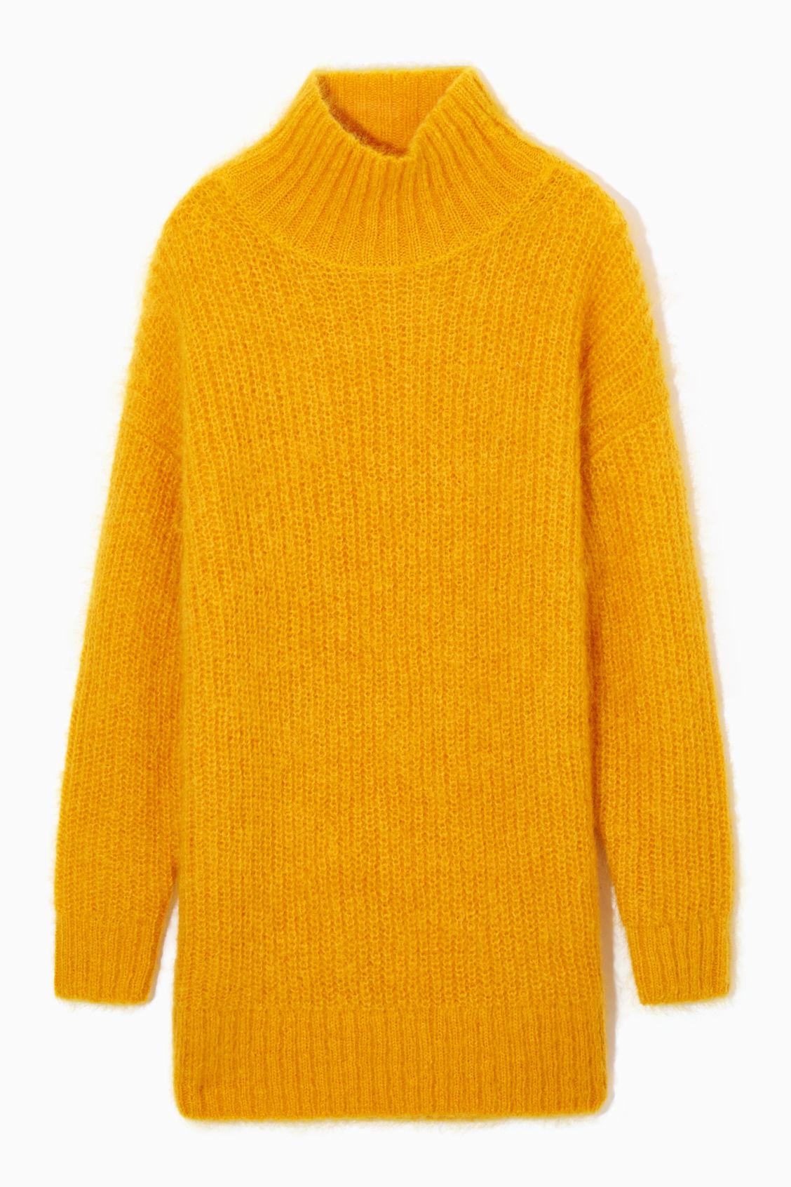 COS Funnel-neck Mohair Tunic in Yellow | Lyst