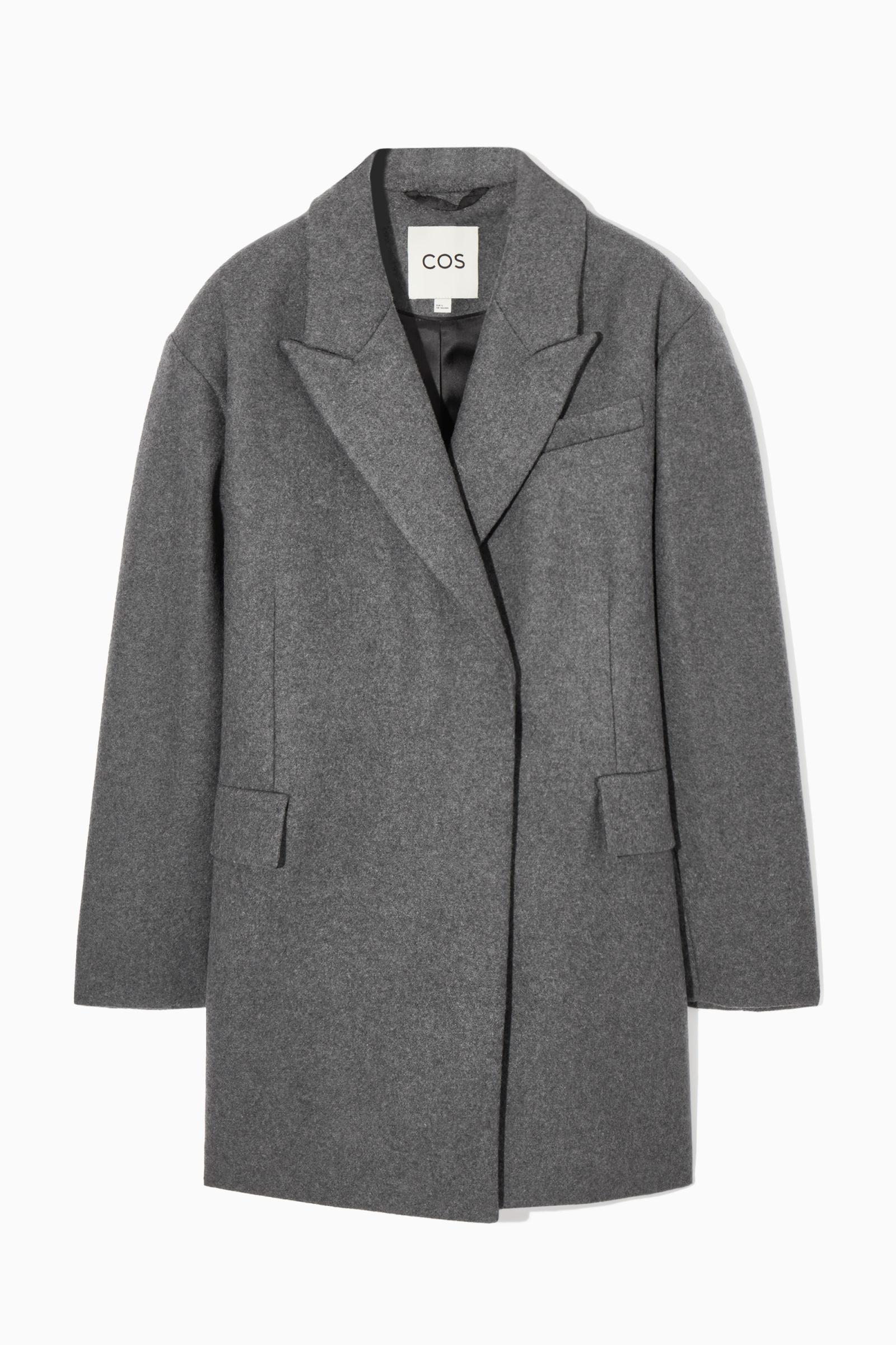 COS Oversized Power-shoulder Wool Coat in Grey | Lyst UK