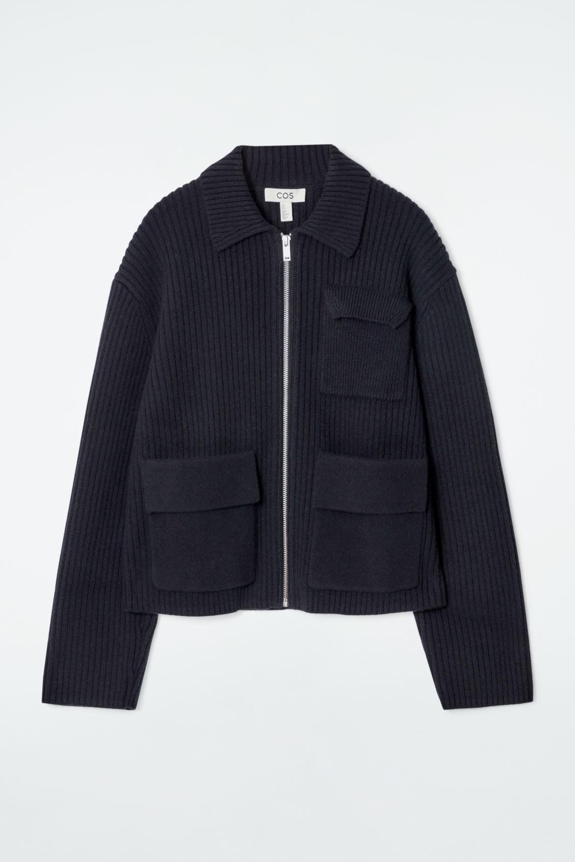 COS Ribbed Merino Wool Utility Jacket in Blue | Lyst