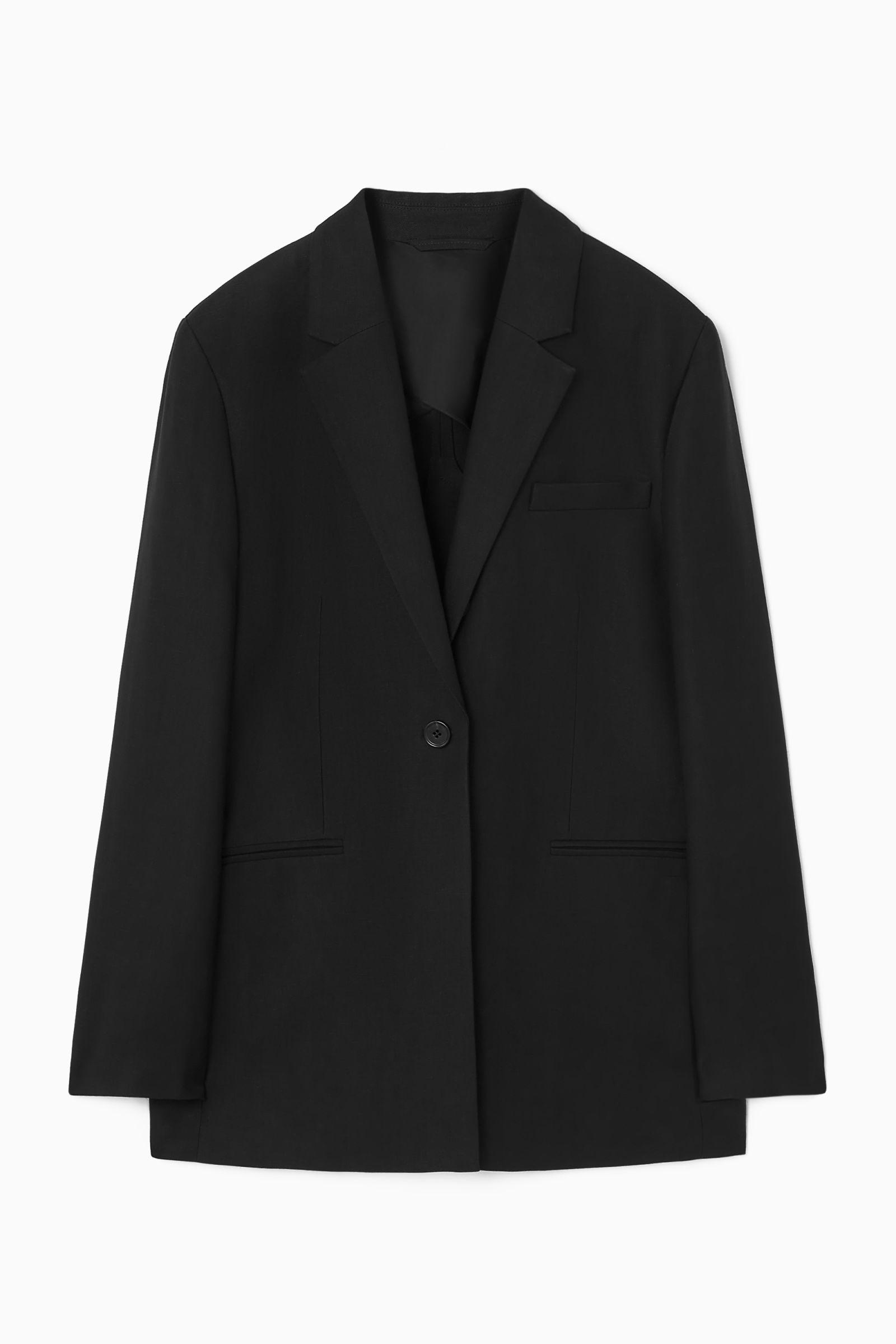 COS Longline Linen-blend Blazer in Black | Lyst UK