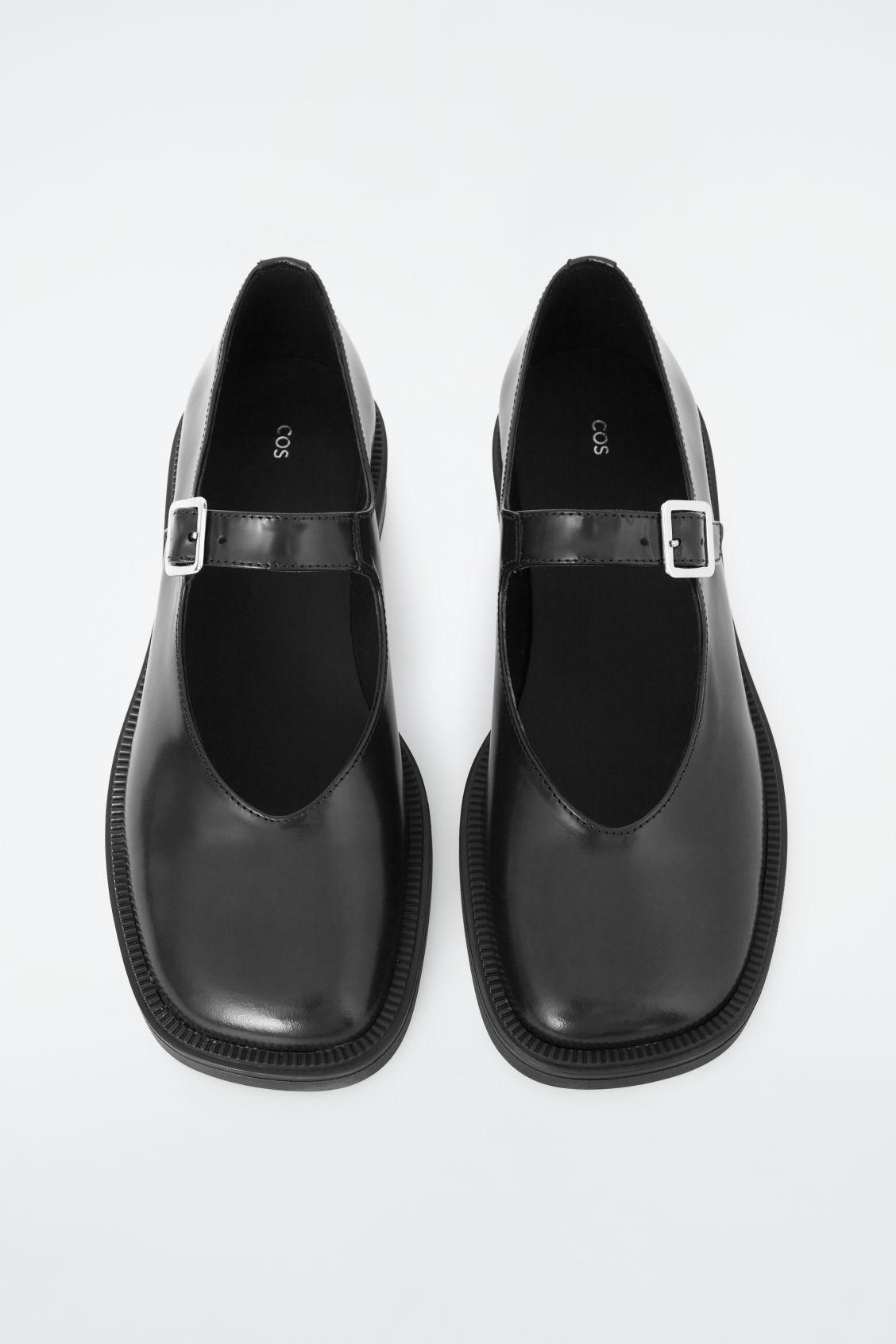 COS Chunky Leather Mary-jane Shoes in Black | Lyst