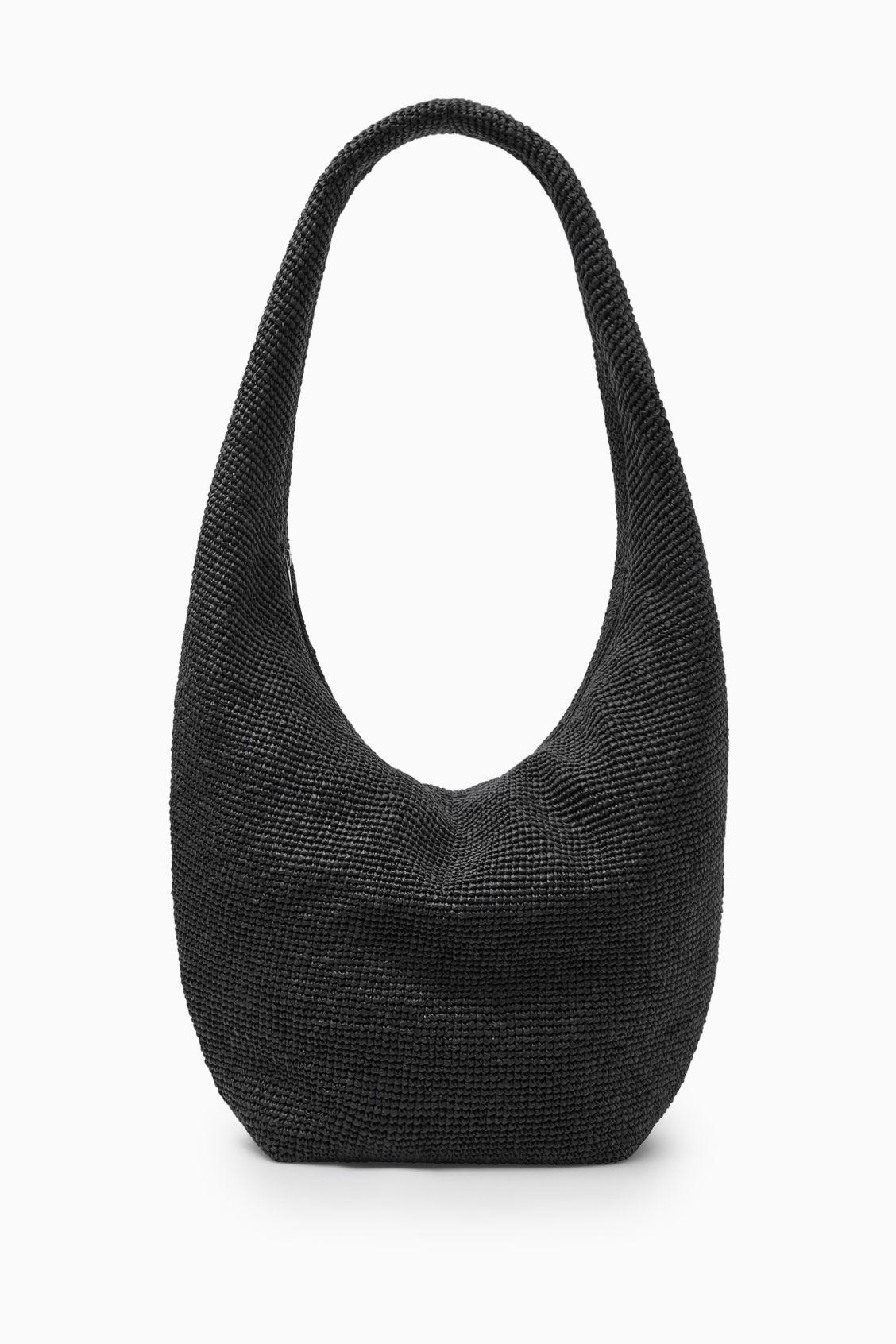 COS Oversized Sling Bag - Raffia in Black | Lyst
