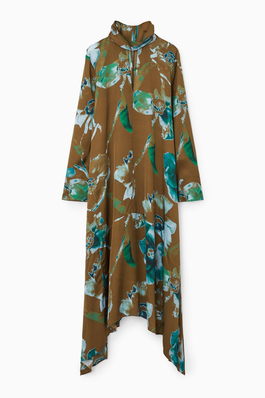 COS Asymmetric Tortoiseshell-print Dress in Green | Lyst