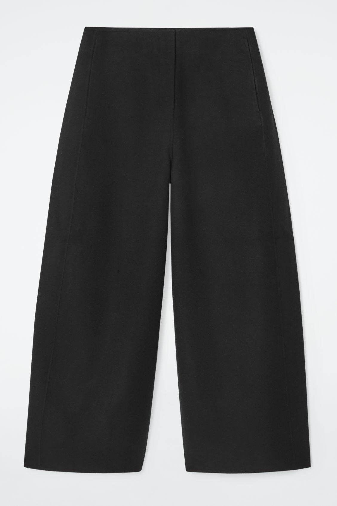COS Double-faced Wool Barrel-leg Pants in Black | Lyst