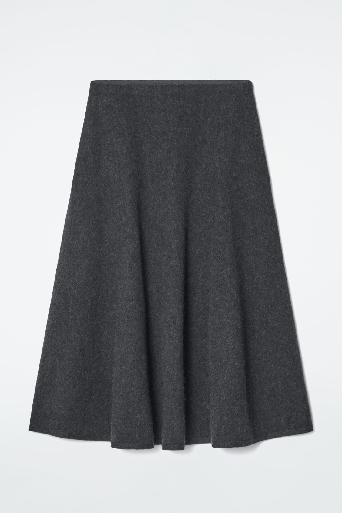 COS Boiled-wool Midi Skirt in Gray | Lyst