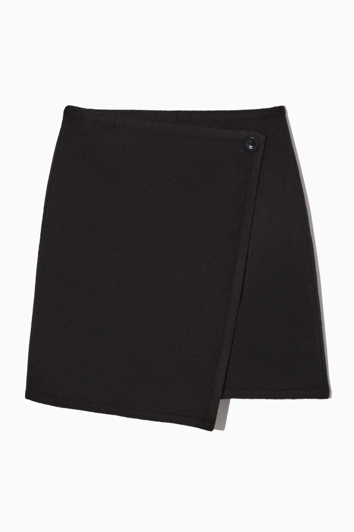 COS Wool Mini Wrap Skirt in Black | Lyst