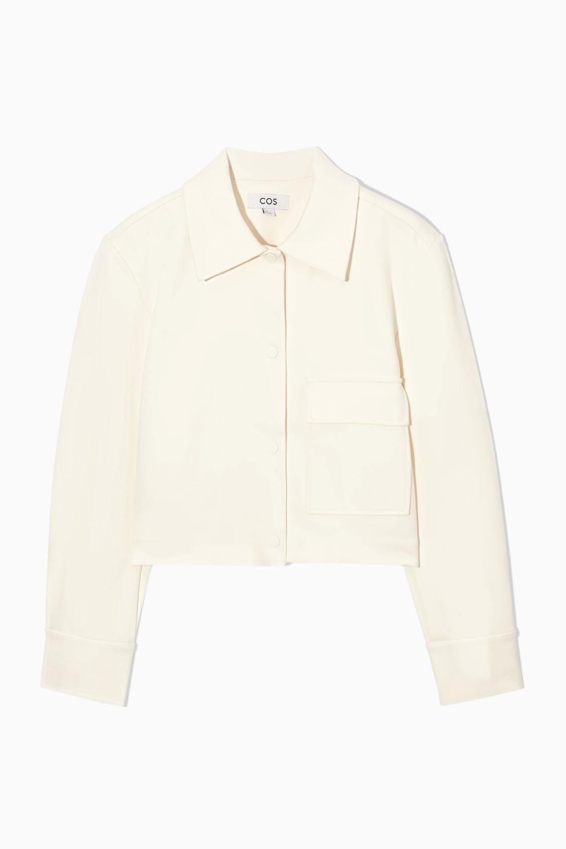 COS Cropped Twill Jacket in White | Lyst