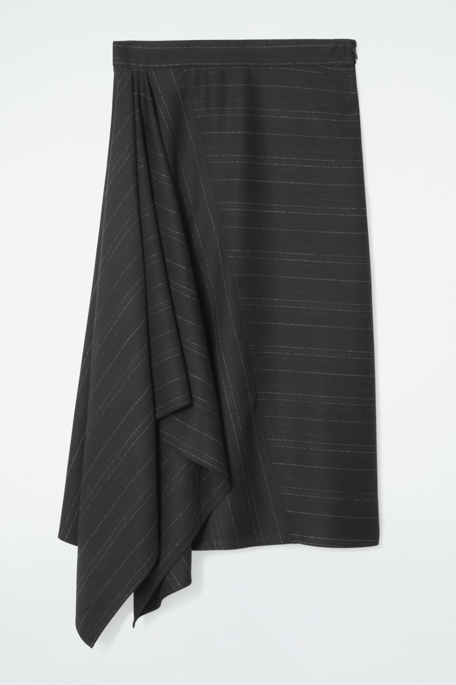 COS Asymmetric Pinstriped Wool Skirt in Black | Lyst UK