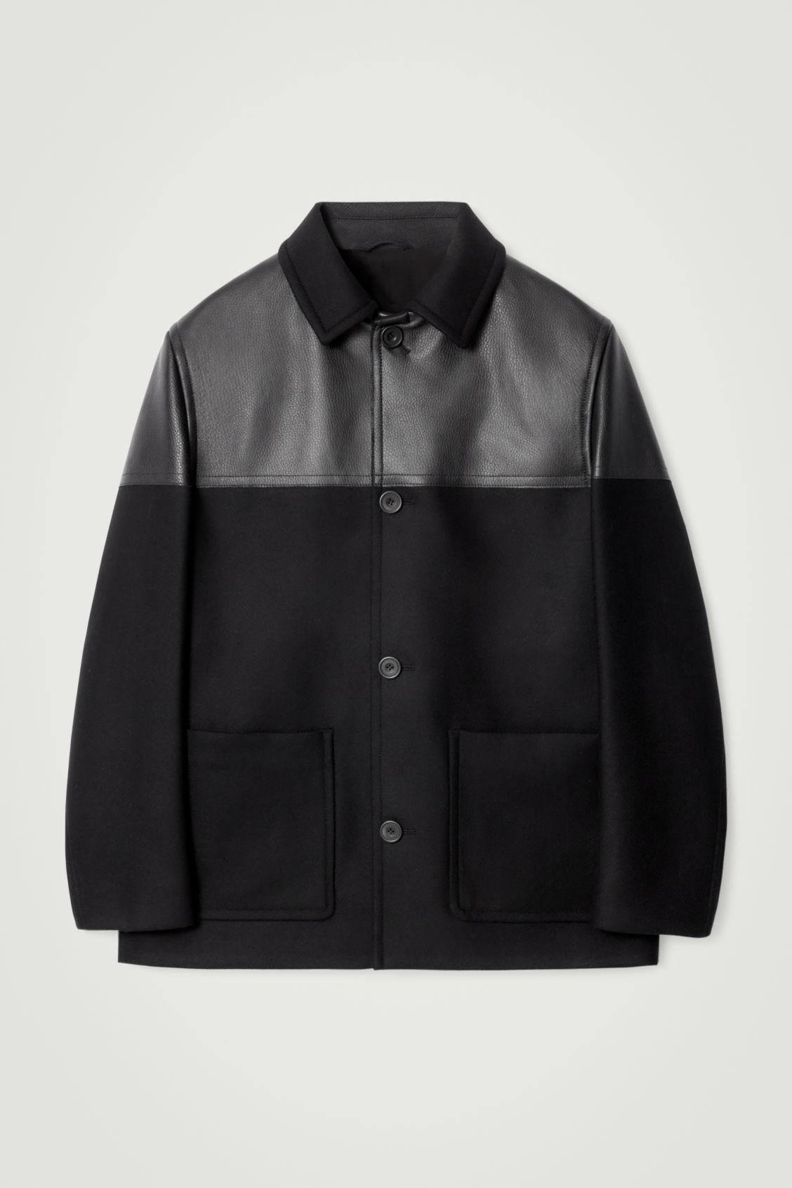 COS Leather-paneled Donkey Jacket in Black for Men | Lyst