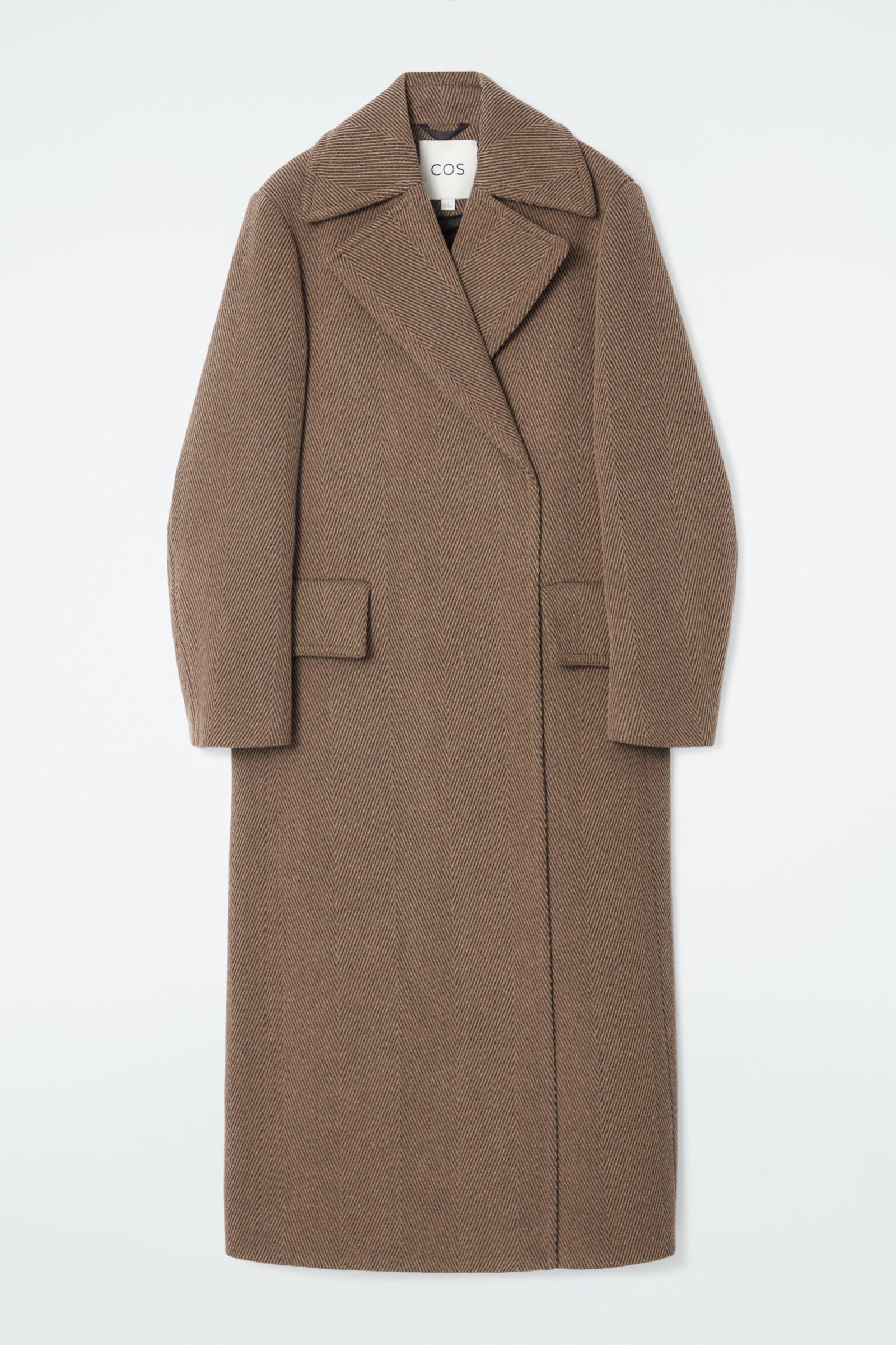 COS Tailored Herringbone Wool Coat in Brown | Lyst UK